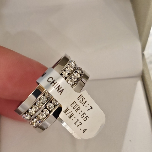 Edforce | Jewelry | Edforce Stainless Steel Ring Crystal Diamond Sz 7 ...